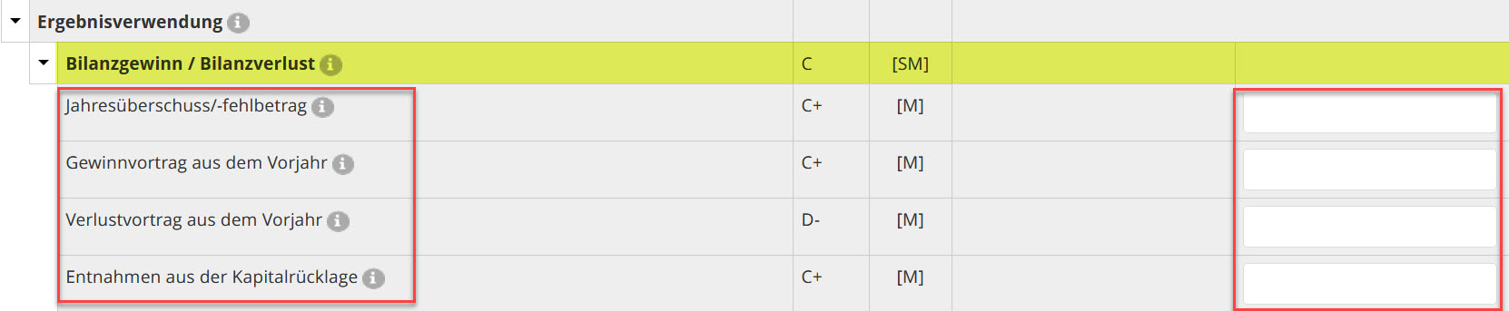 Bilanzgewinn/Bilanzverlust oder Jahresüberschuss/-fehlbetrag bei ...
